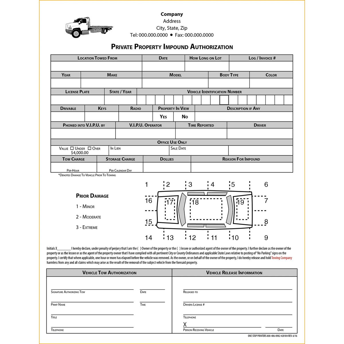 Towing Private Property Impound Authorization #20104