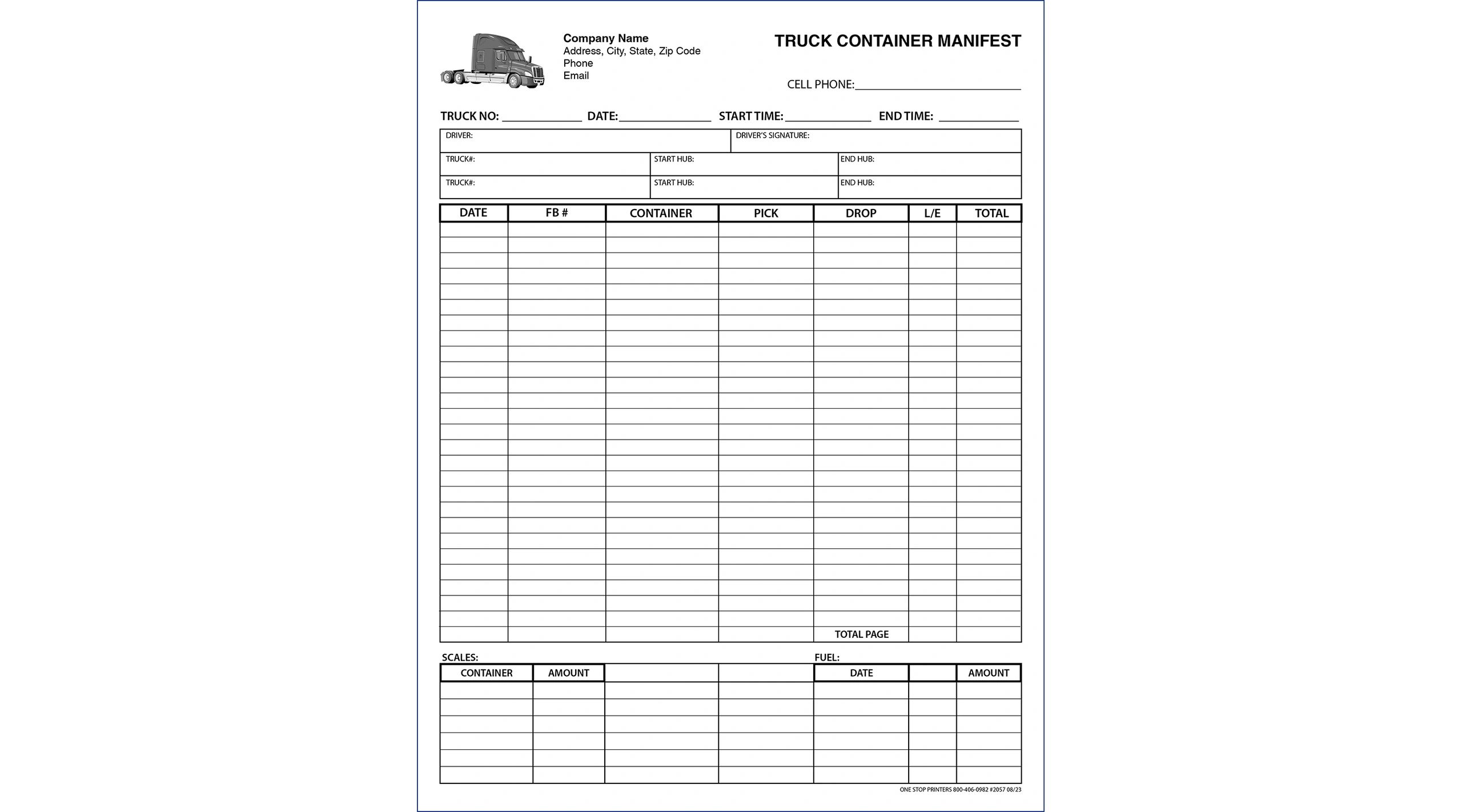 Container Truck Shipping Manifest