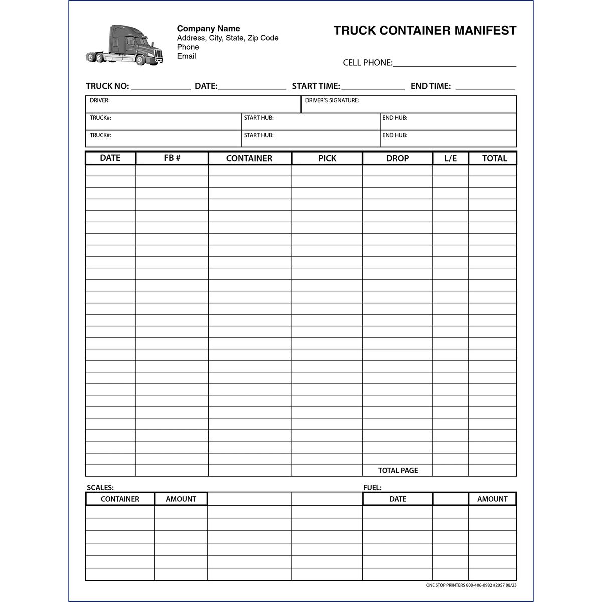 Trucking Container Weekly Manifest #2057