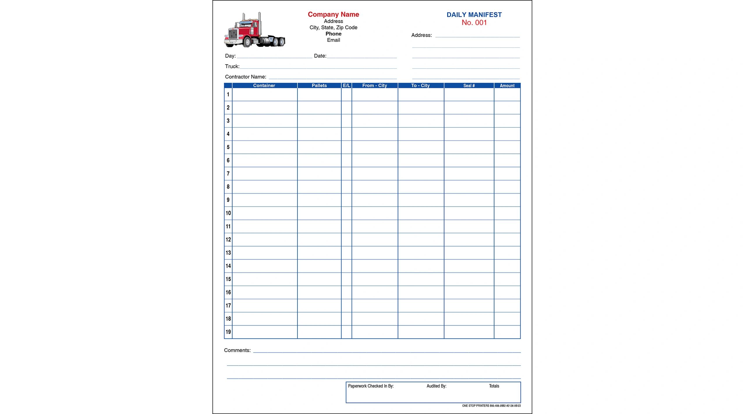 Container Shipping Manifest