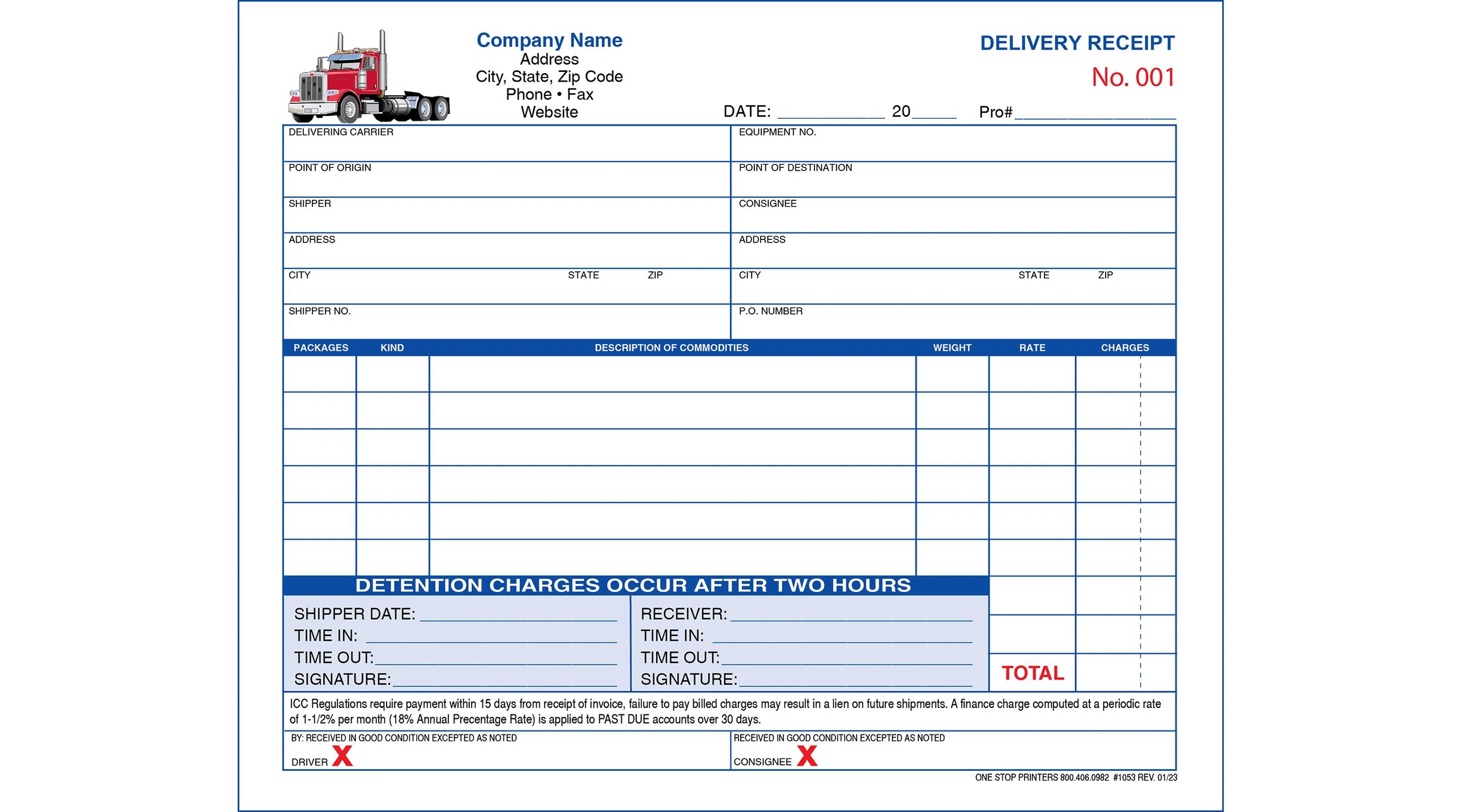 Trucking Delivery Receipt and Invoice