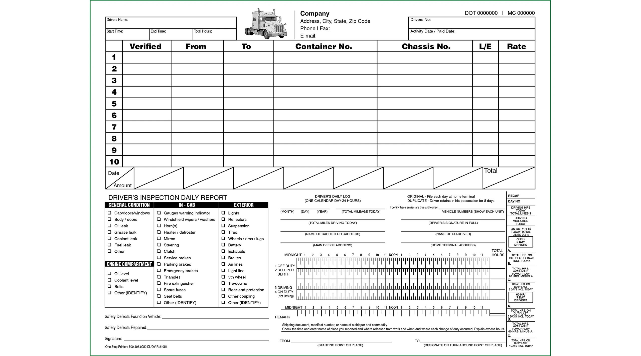 Truck Driver’s Log and Container Manifest