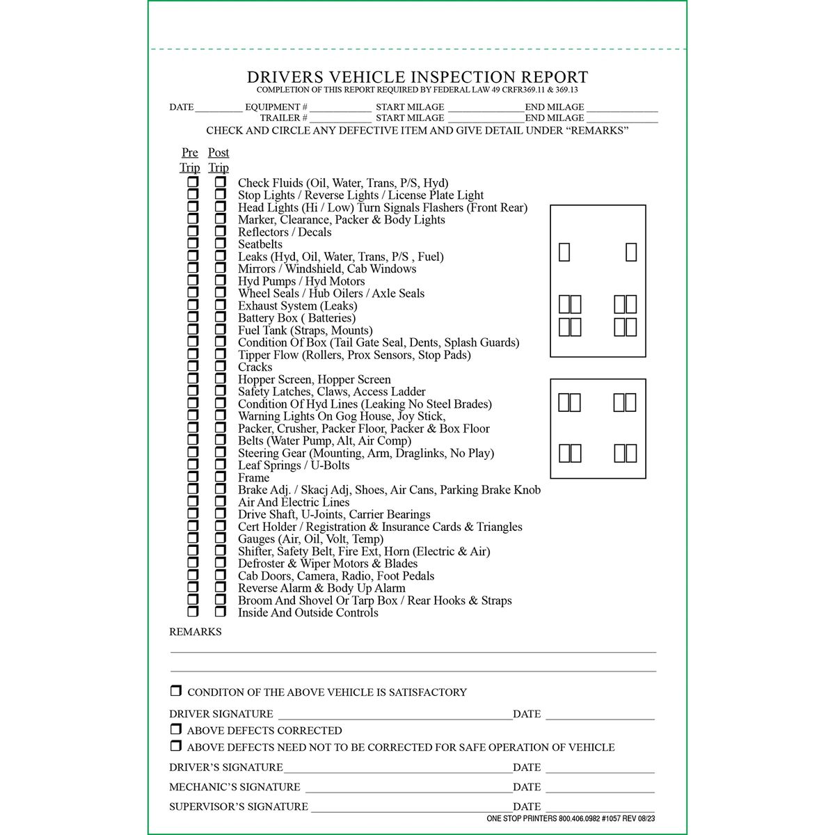 Trucking Driver's Vehicle Inspection Report #1057