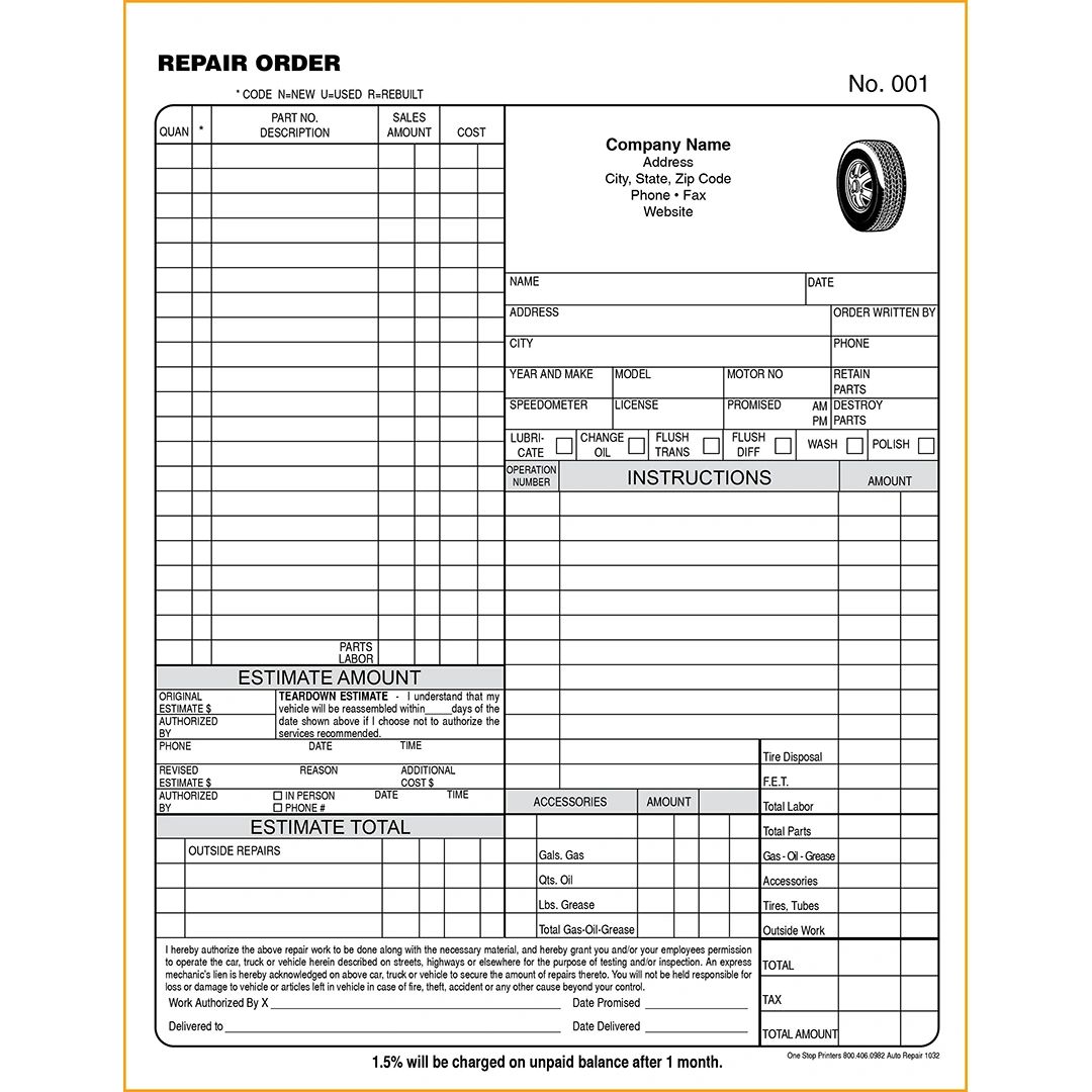 Automotive Repair Order #1032