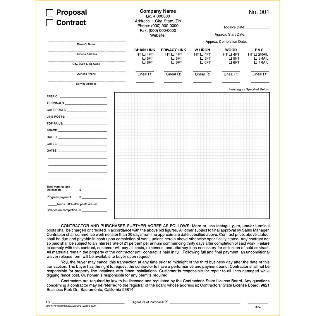 Construction Fence Proposal Contract #1045