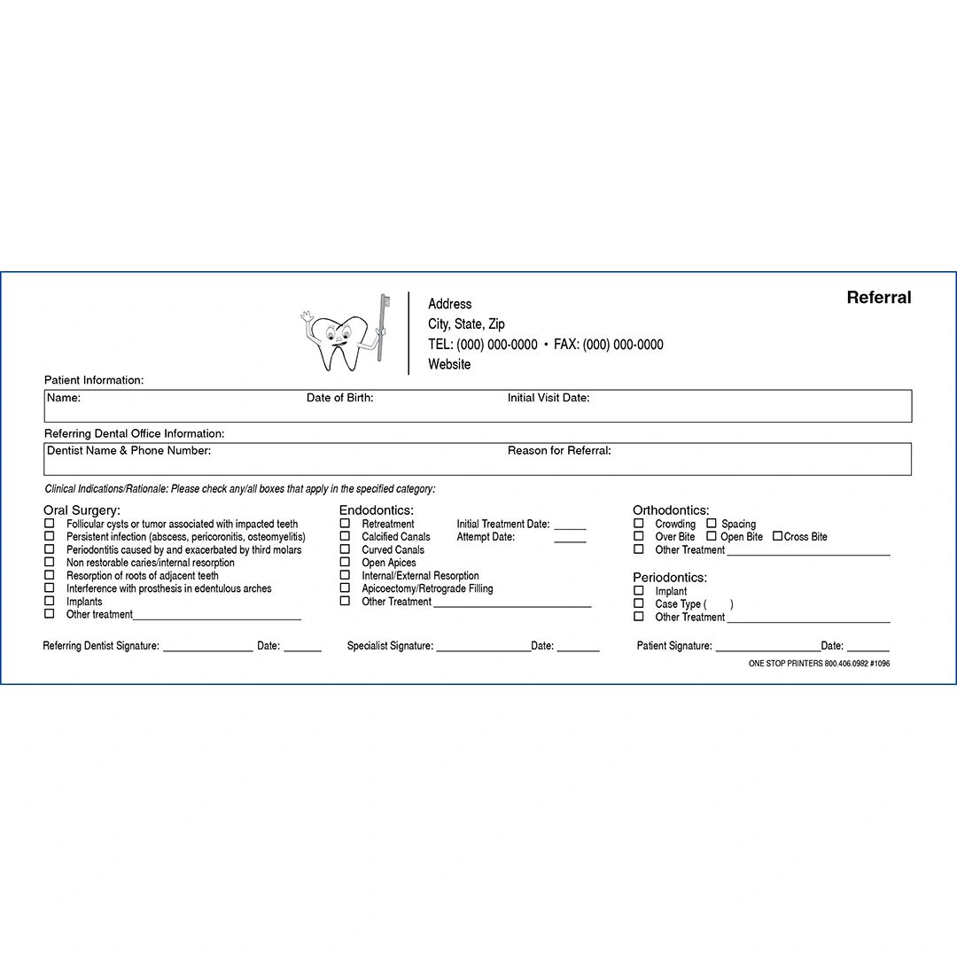 Dental Office Referral Slip #1096