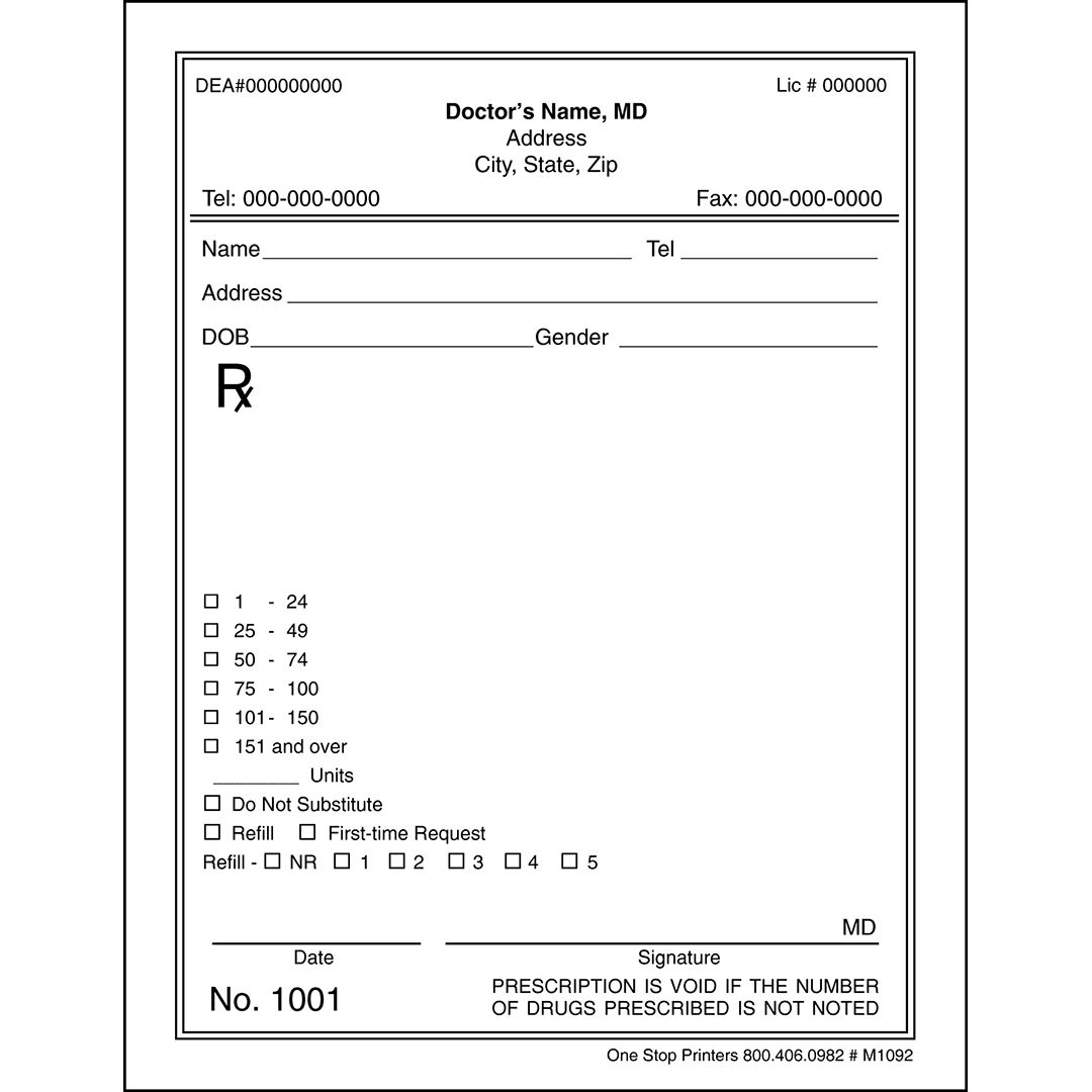 Doctor's Rx Pads and Slips #1092