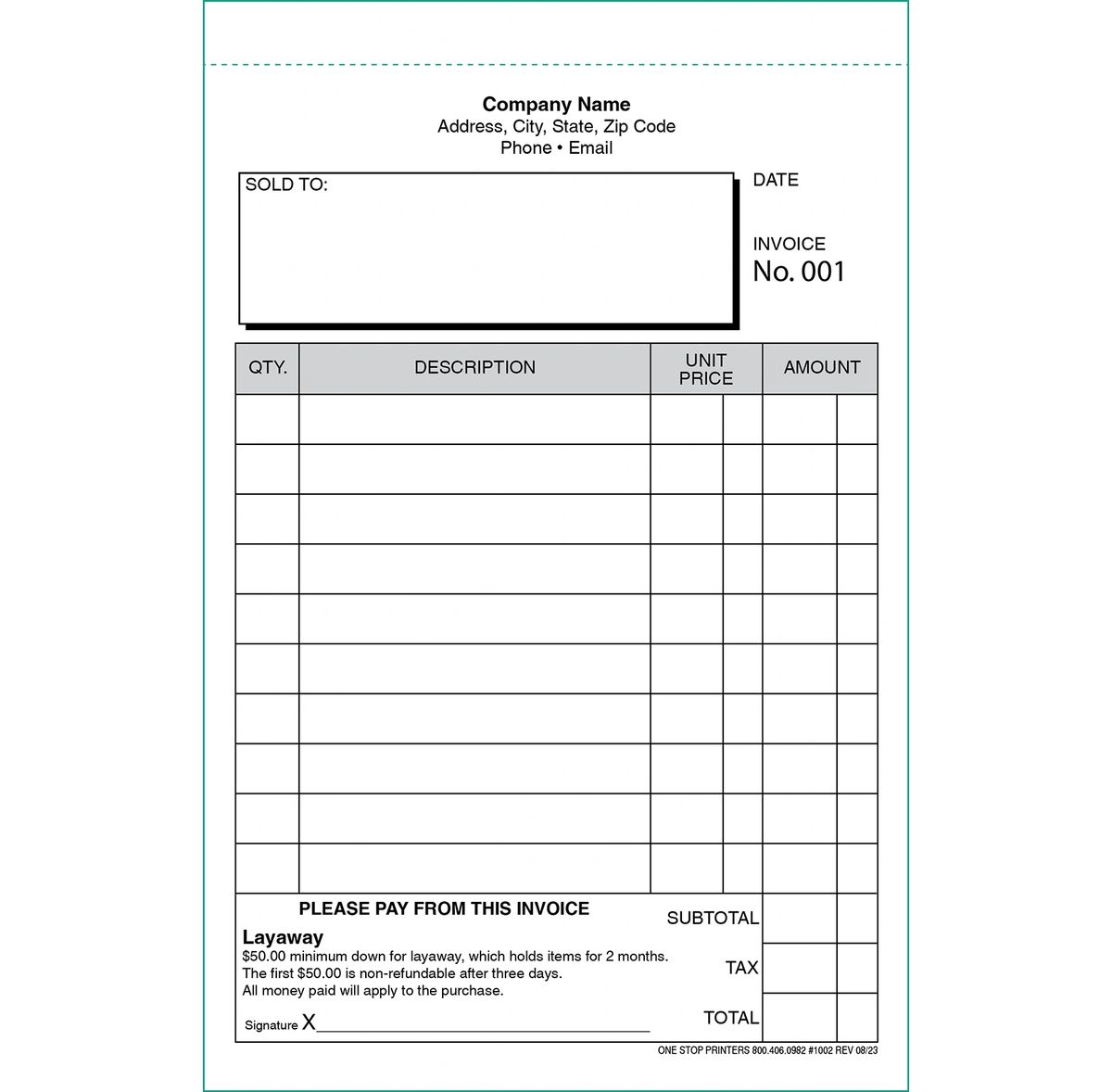 Retail General Sales Invoice #1002