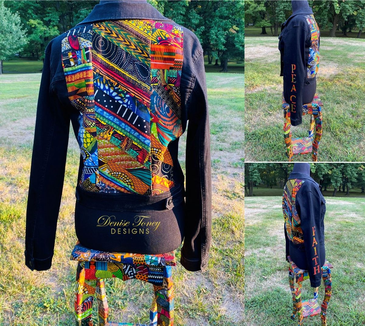 DTD custom ankara patchwork jean jacket - Made to order