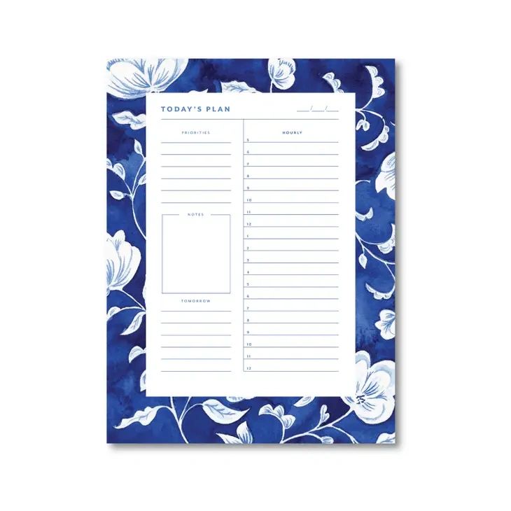 Elegant Blue Daily Planner Desktop Notepad