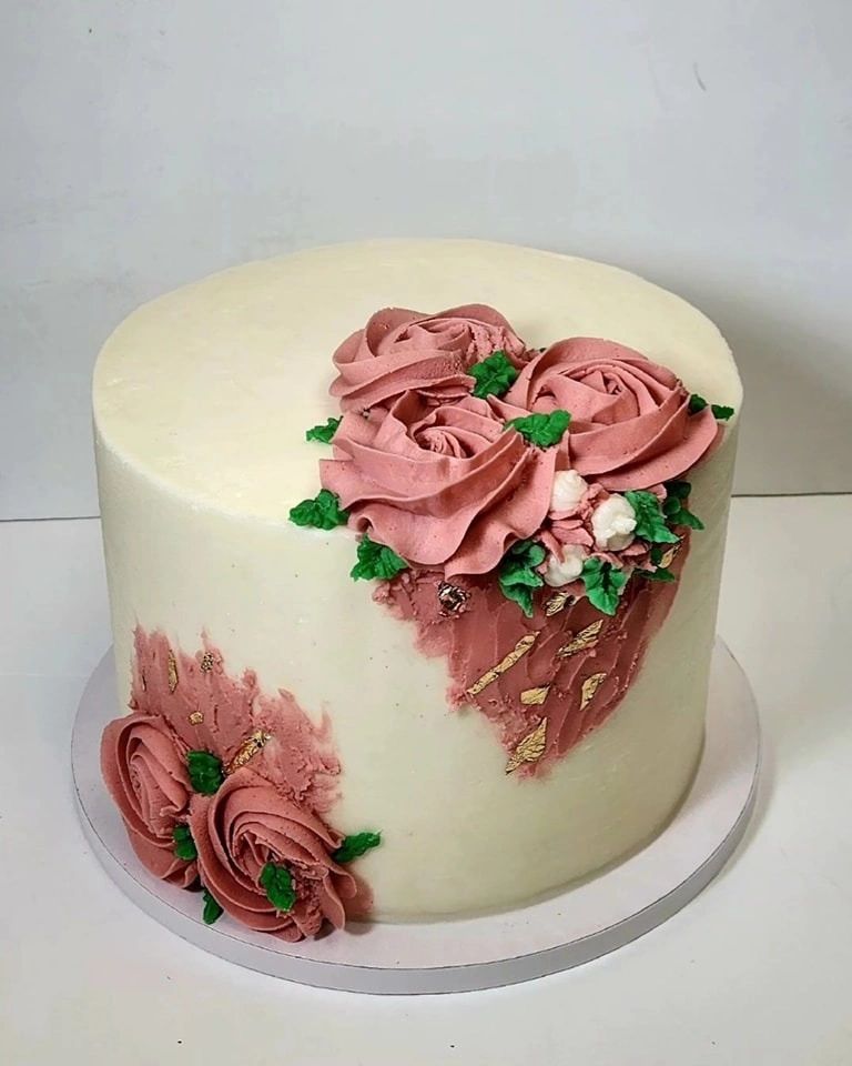 8" Peach Rosette Birthday Cake