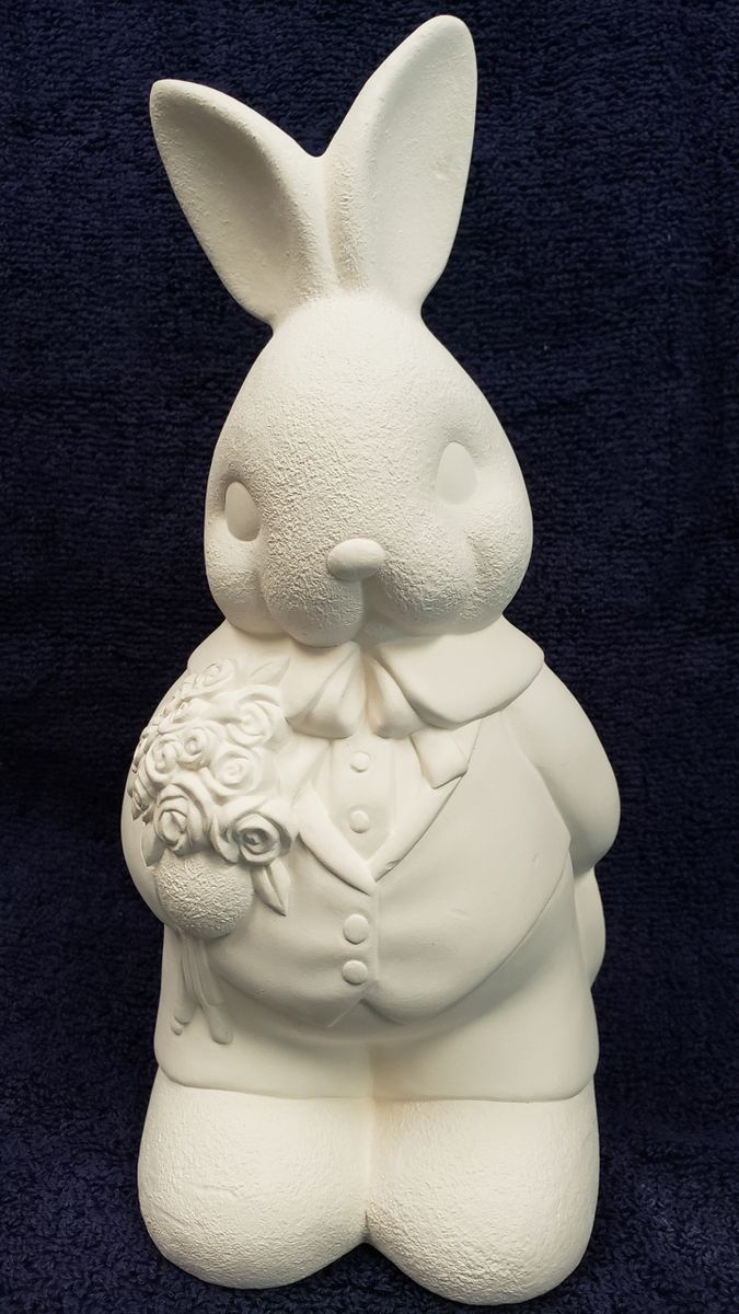 Clay Magic 1692 Boy Valentine Bunny - Bisque (Ready to Paint)