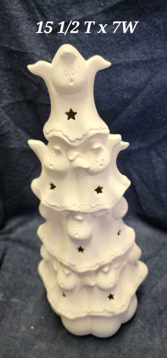 Clay Magic 4363 Marshmallow Ghost Tree - Bisque (Ready to Paint)