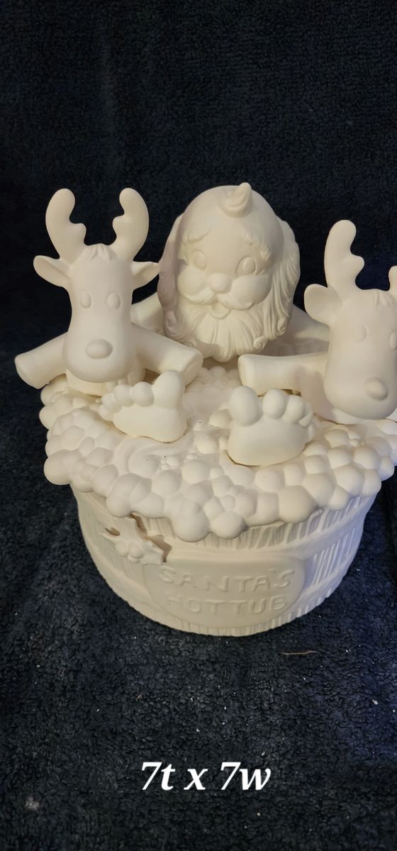 Kimple 1585 1586 and 1587 Santa Hot Tub - Bisque (Ready to Paint)