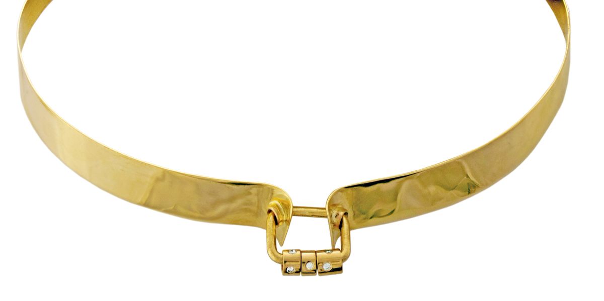14k Gold Collar Necklace with Diamond Loop