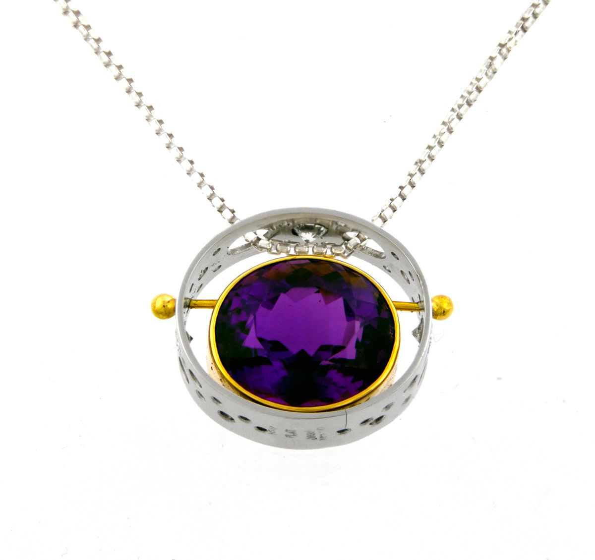 Platinum Bubble Capsule Pendant with Amethyst