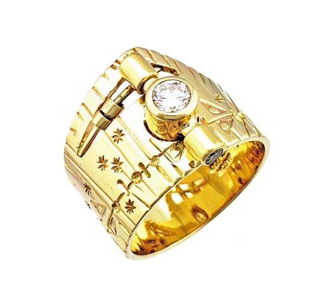 14k Time Traveler Angles Ring with Diamonds