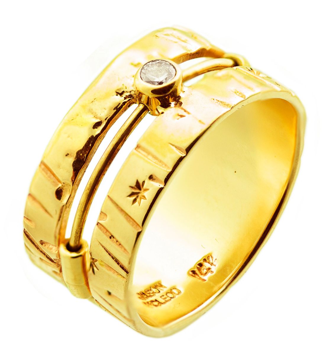 14k Time Traveler Straight Band Ring with Diamond