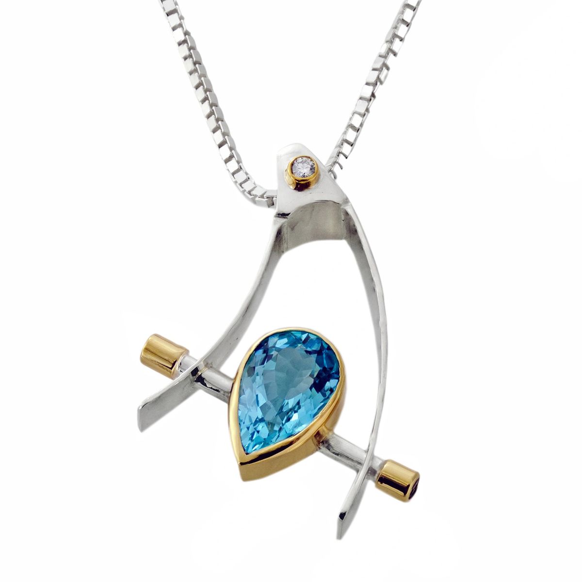 Instrument Pendant with Swiss Blue Topaz