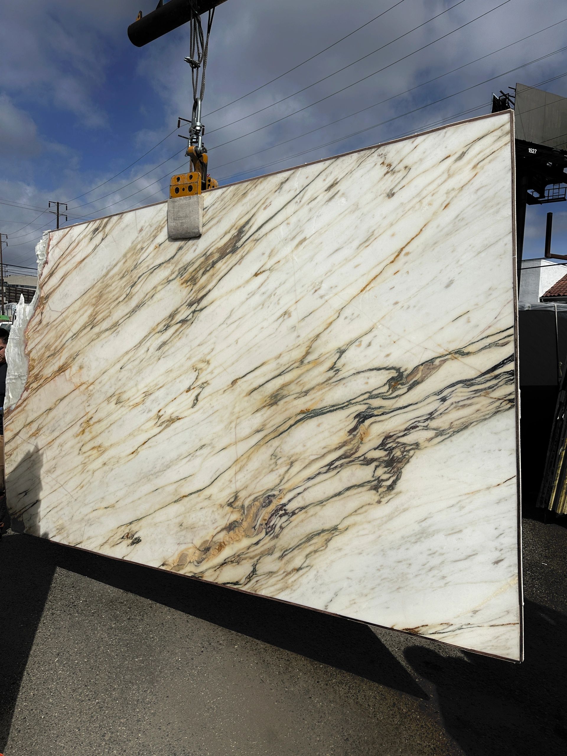 Macchia Vecchia Viola Calacatta Marble slabs at Royal Stone