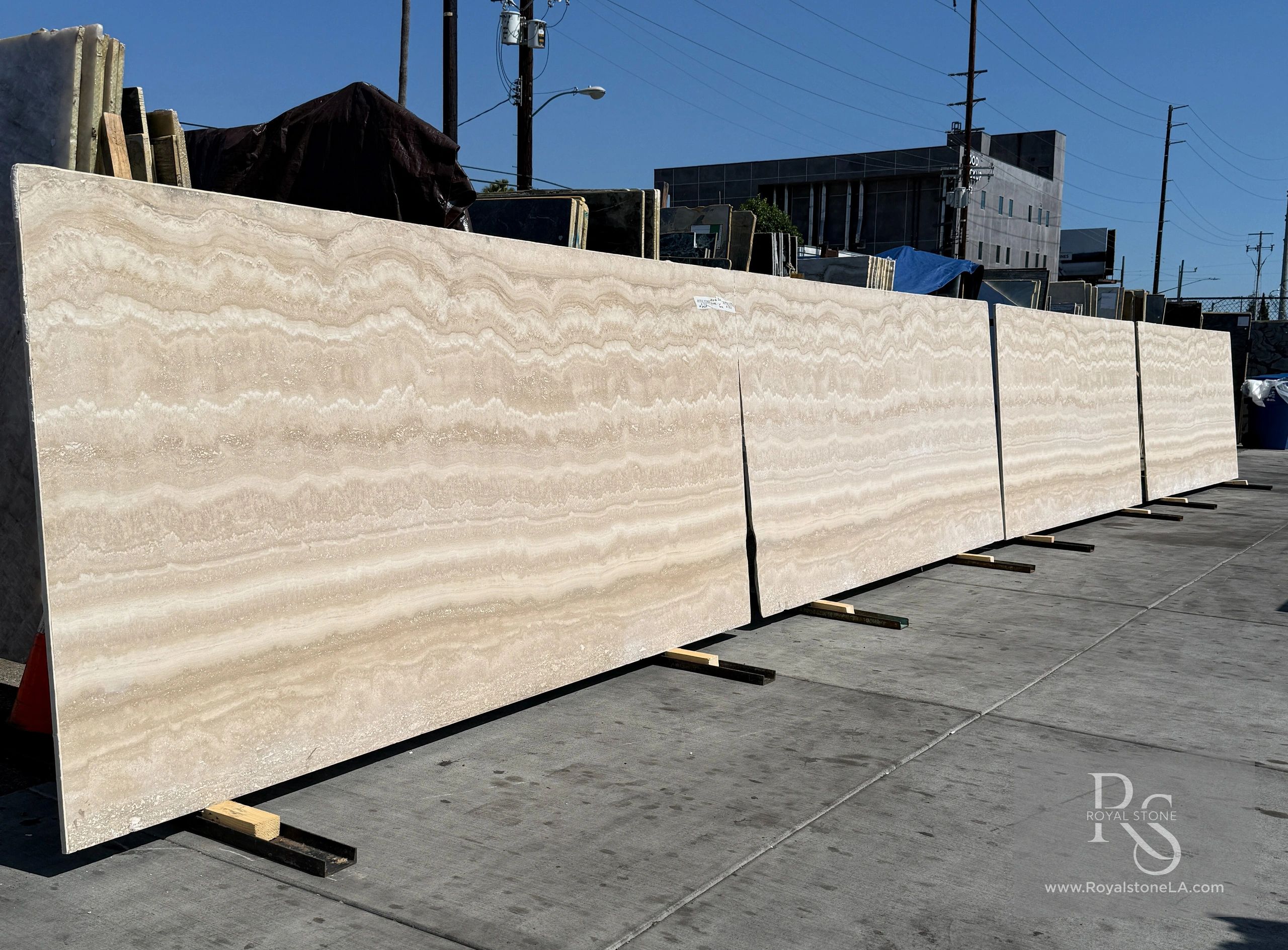 Travertine Stone Slabs Italian Albastrino Vein Cut Filled Honed