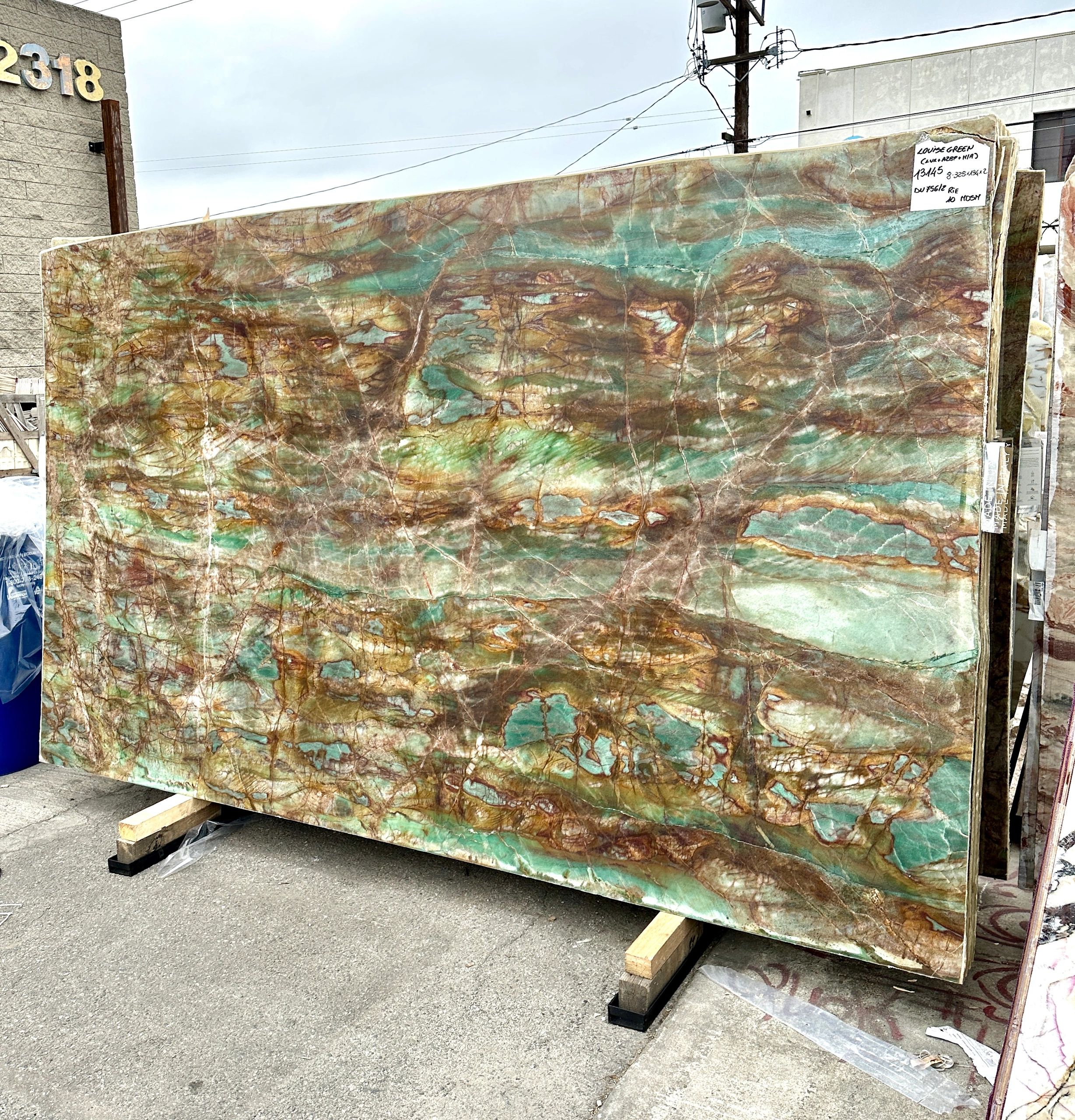 Antolini Van Gogh Green Quartzite Slabs in Los Angeles Slab Yard