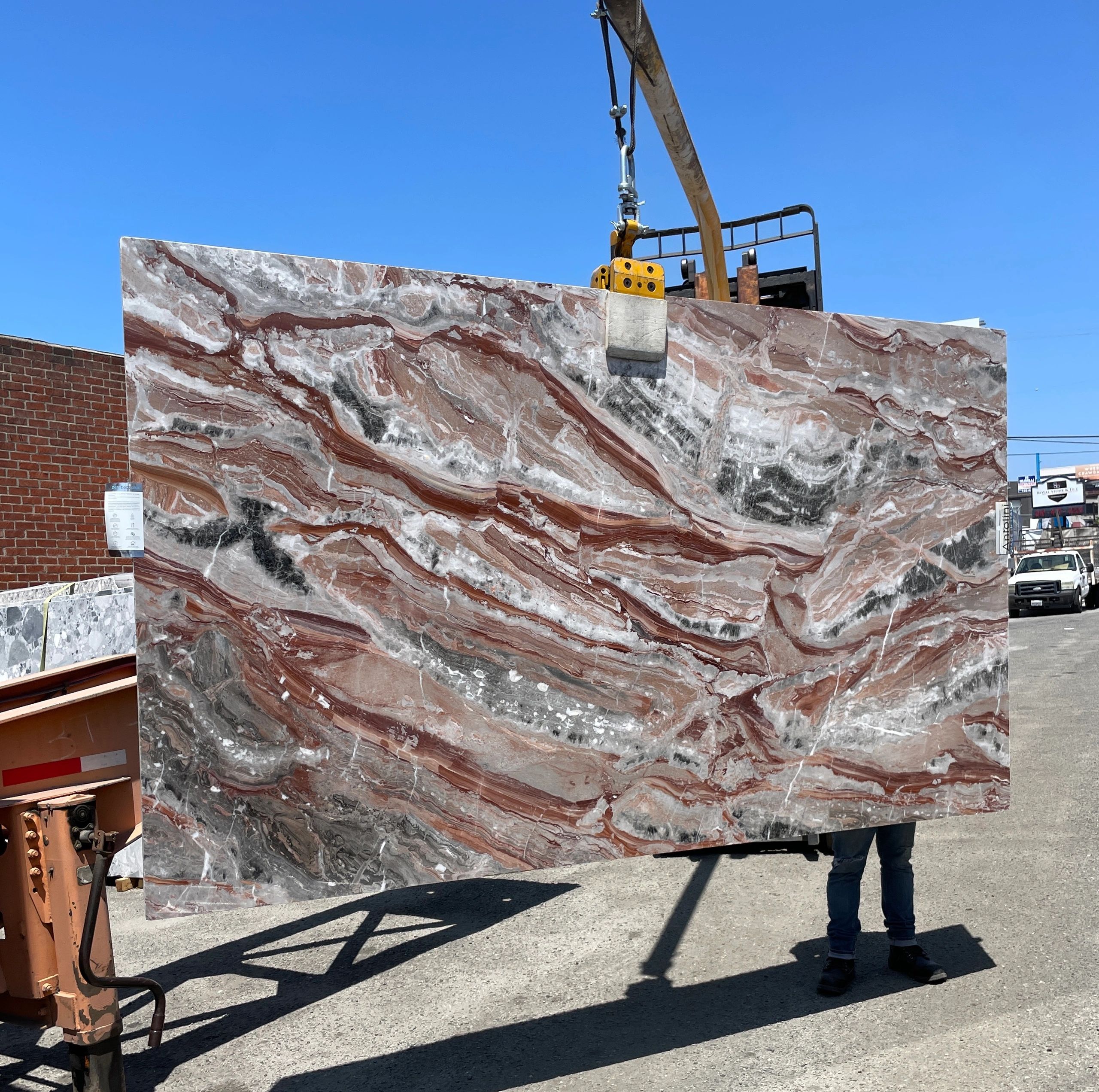 Viola Orobico Rosso Orobico Arabescato Marble slabs at Royal