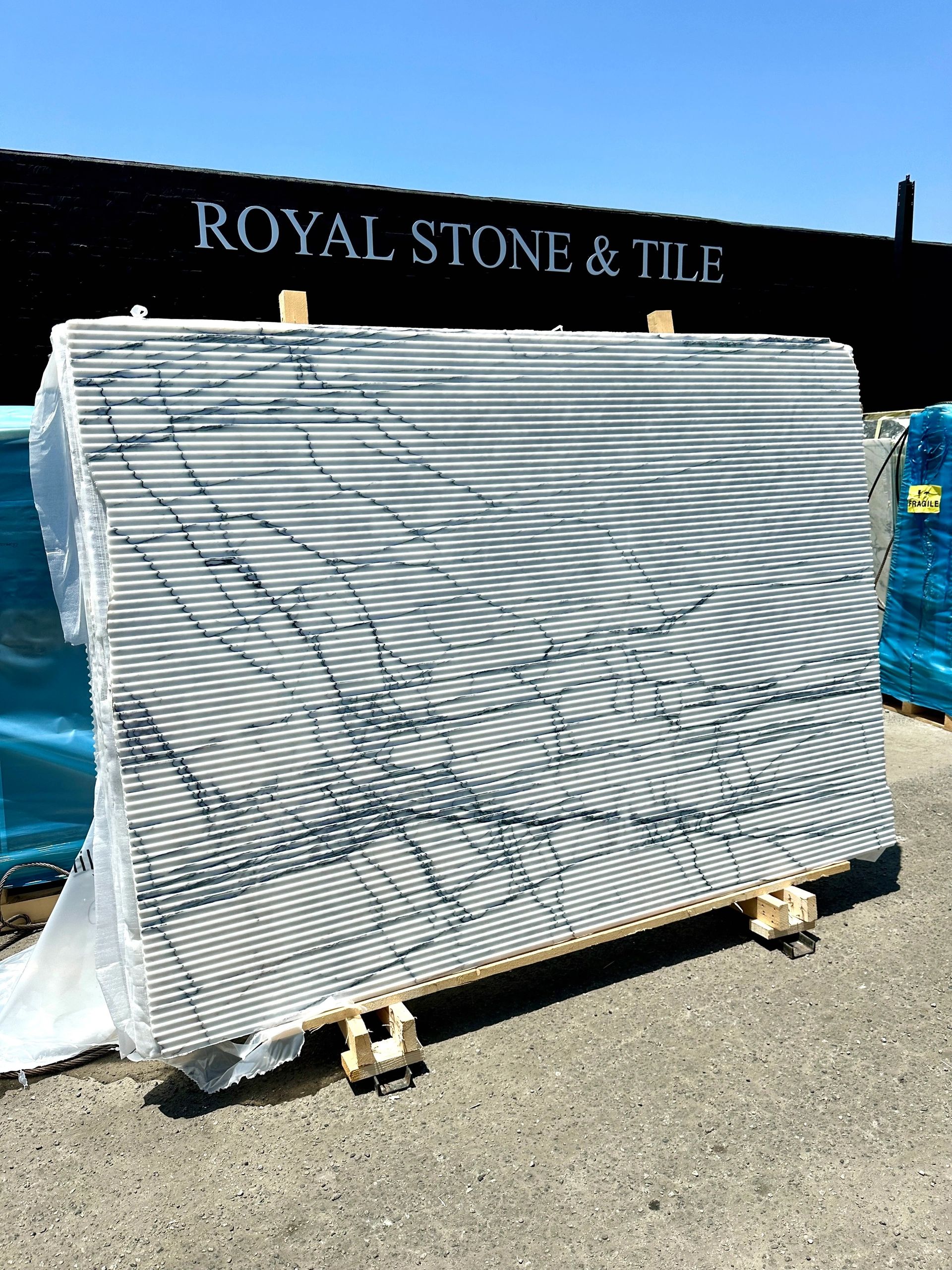 Fluted Lilac marble slabs in Los Angeles at Royal Stone Slab Yard
