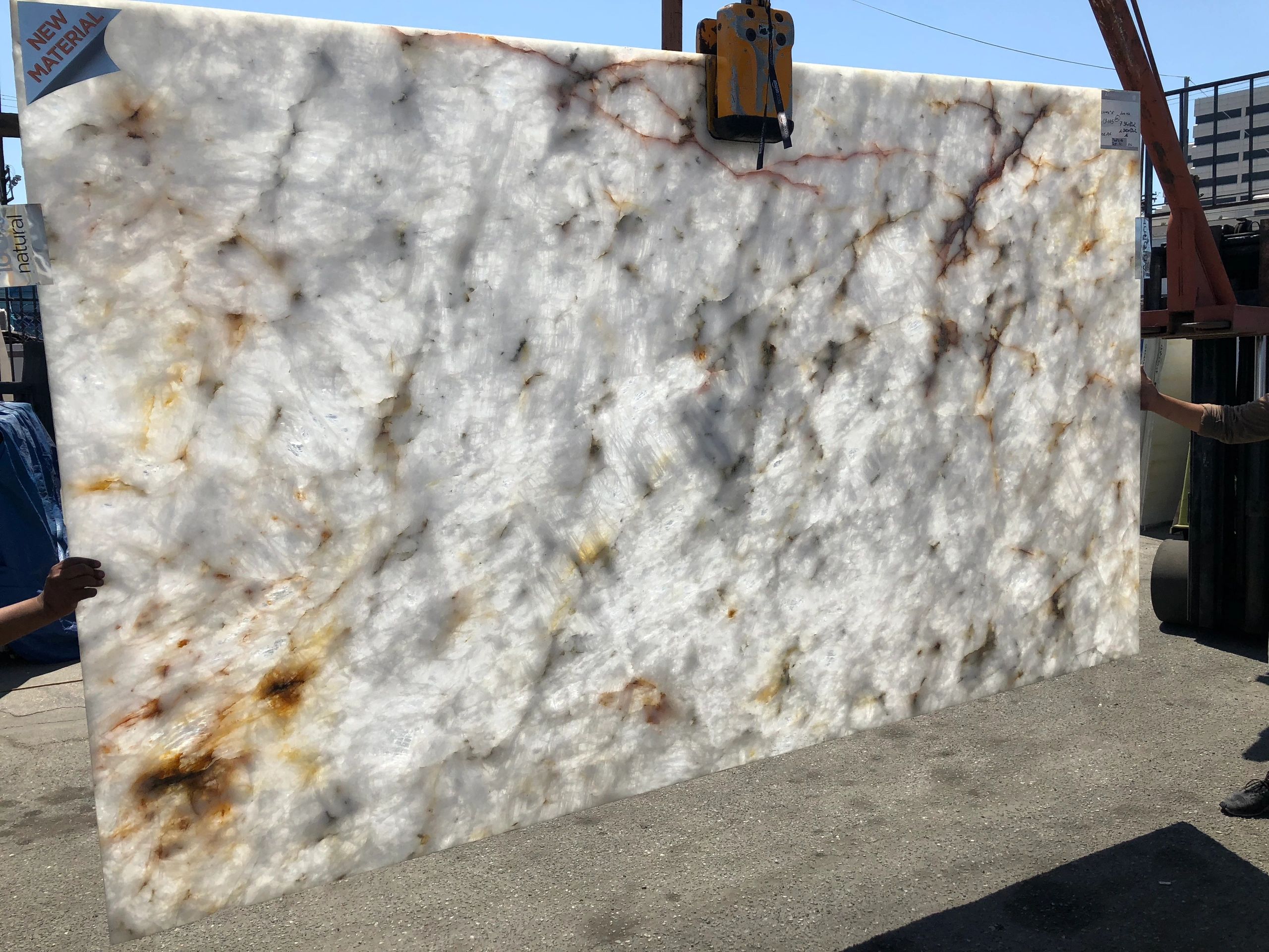 3/4" Antolini Lumix White Quartzite Slab Polished 73" x 125"