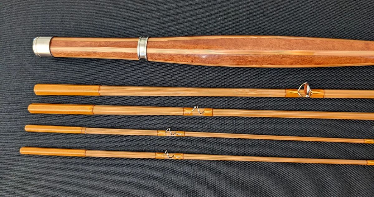 #50 7' 9" 5 Wt. 4-piece hollow bamboo flyrod with redwood burl mortised ...