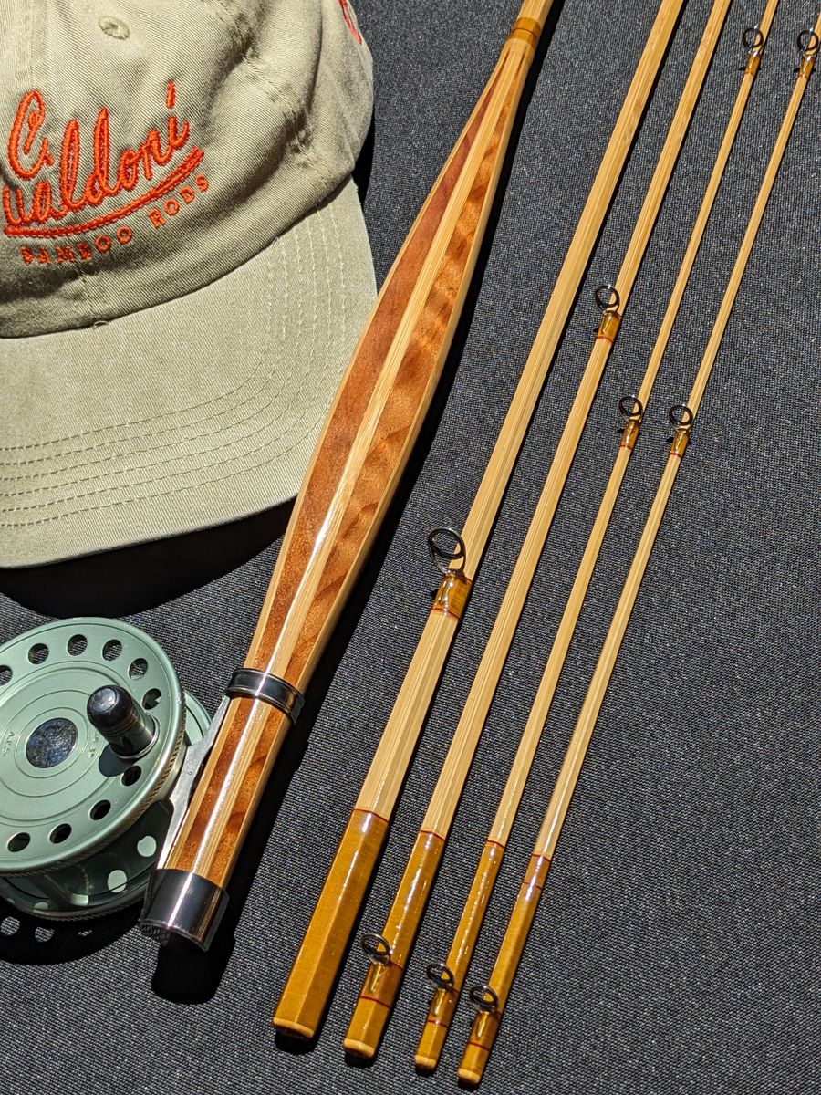Bamboo fly rod #73 8' 6" 4-5 Wt. Curly redwood mortised handle4-piece ...