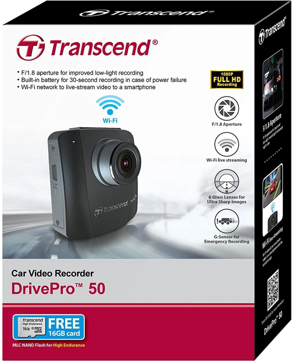 Transcend DrivePro 50 Car Video Recorder Dash Cam Full HD 1080p with ...