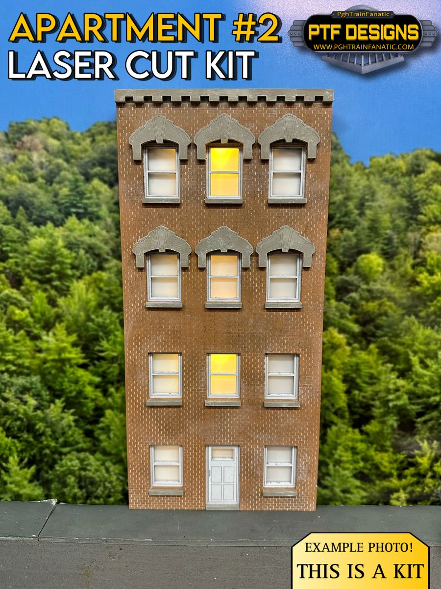 O Scale Laser Cut Kit - APARTMENT #2 - Front / Shadowbox