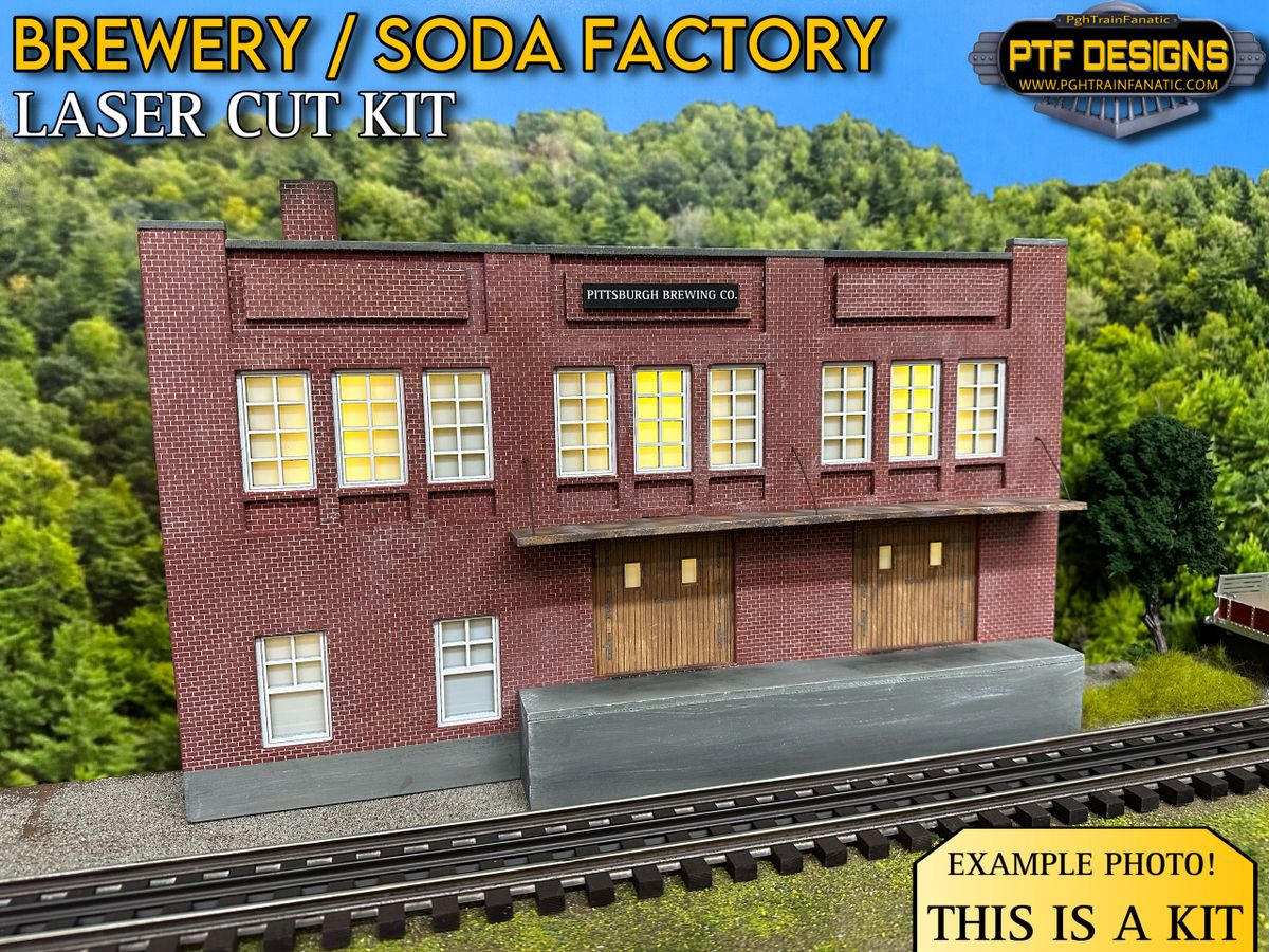 O Scale Laser Cut Kit - BREWERY / SODA FACTORY - Front, Shadowbox