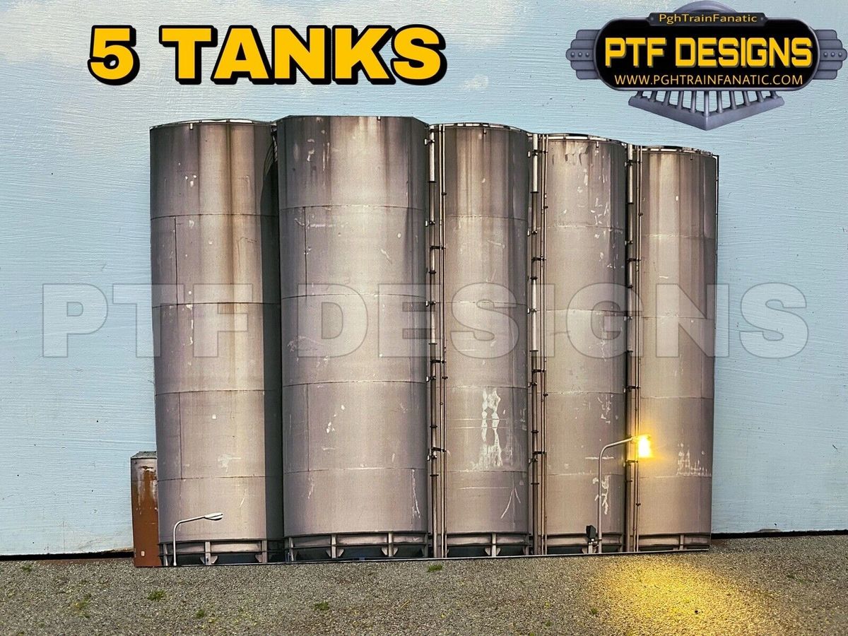 HO Scale 5 Tanks - Building Flat