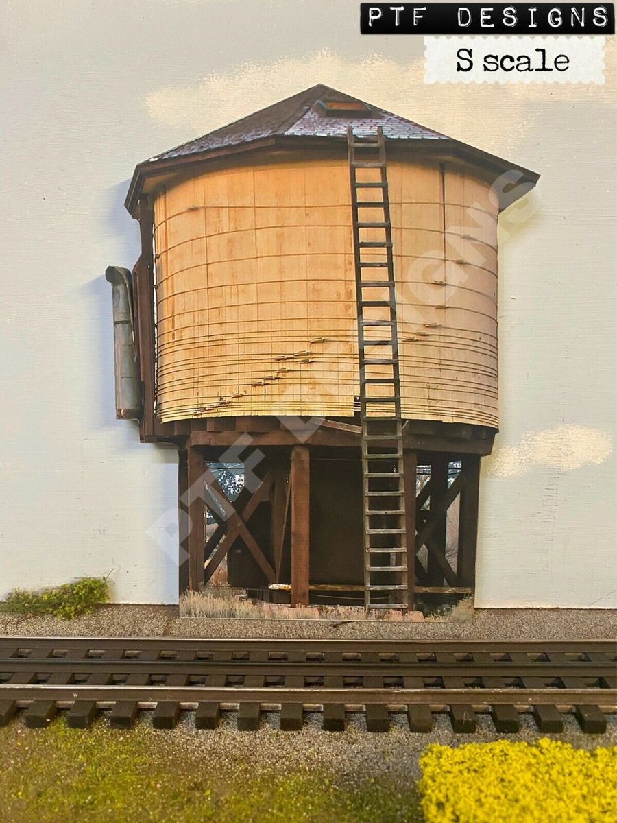 S Scale Water Tower - Trackside Building Flat