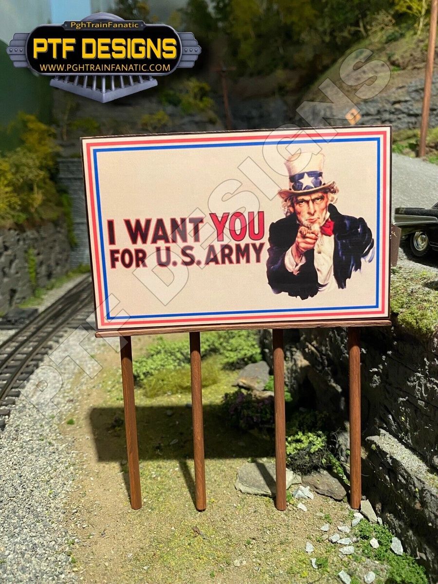 O Scale Uncle Sam Billboard / US Army