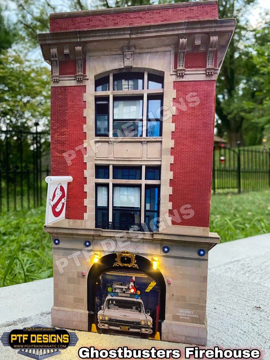 O Scale Ghostbusters Firehouse w/ Ecto 1 - Building Flat