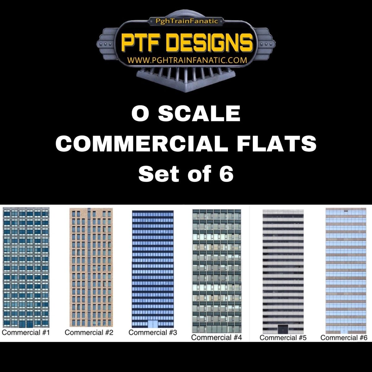 O Scale Commercial City Building Flats Set of 6