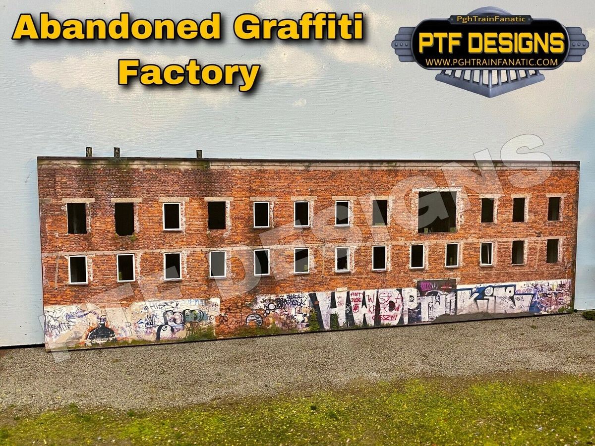 N Scale Graffiti Factory Building Flat