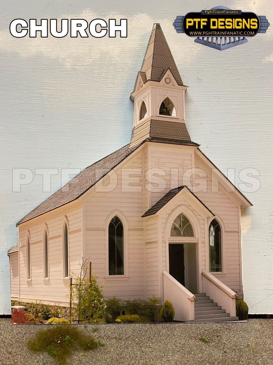 O Scale Church Building Flat