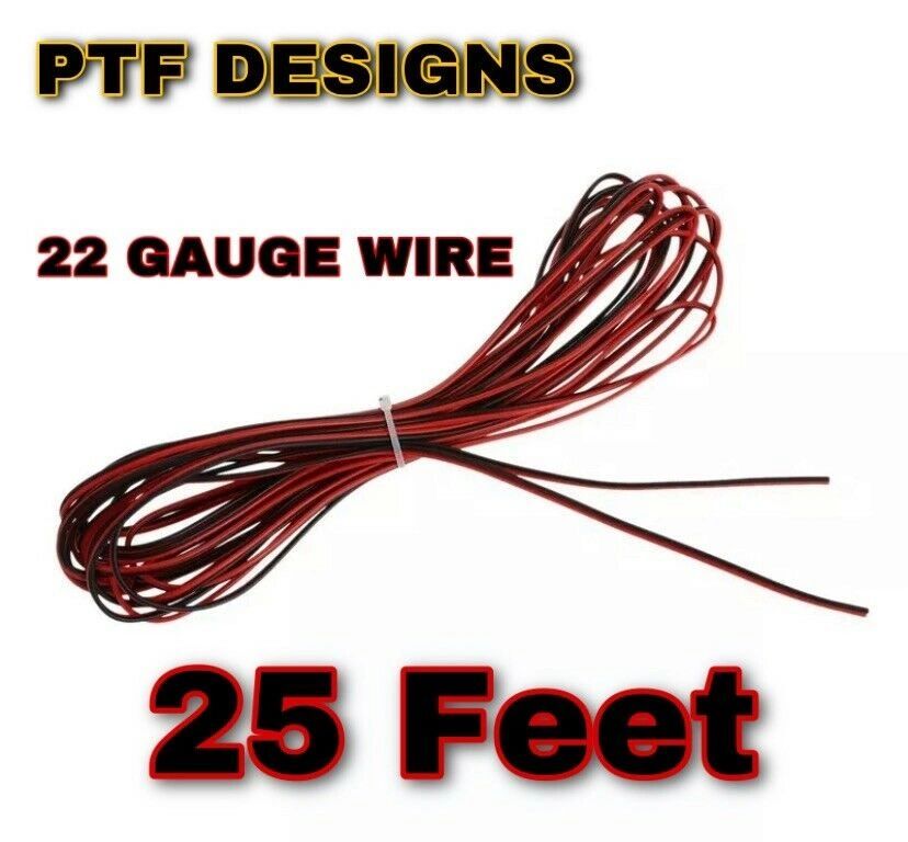 22 GA Gauge Wire - 25’ Ft - Red Black Accessory Stranded Copper Mix ...