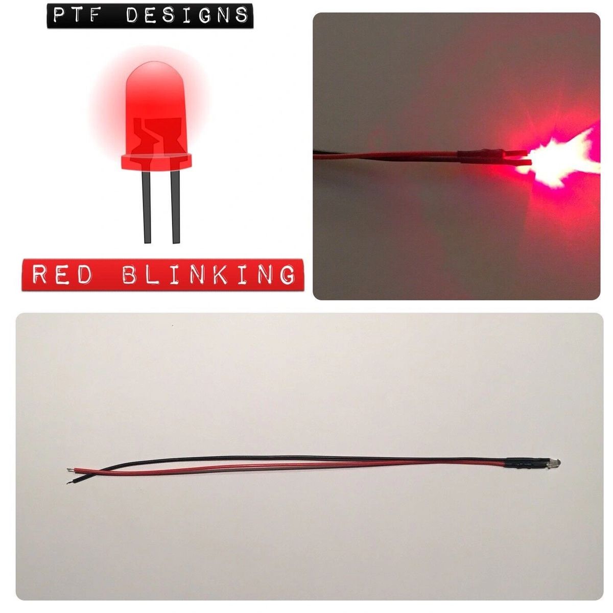 Red Blinking LED, 3mm 9-12 Volts, Single Bulb