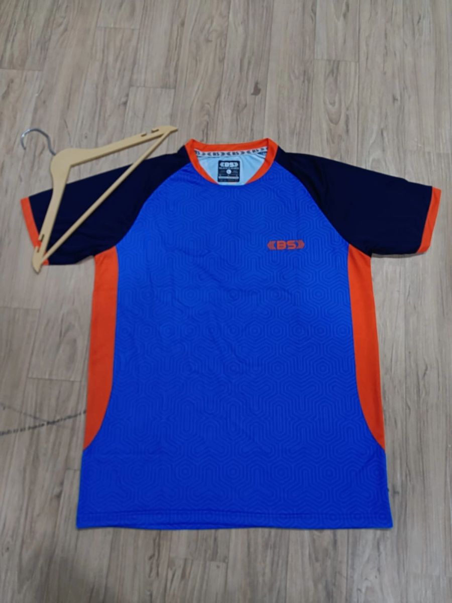 BS SPORTS NEW T-SHIRTS HALF SLEEVES BLUE COLOR AND ORENGE PATTTI