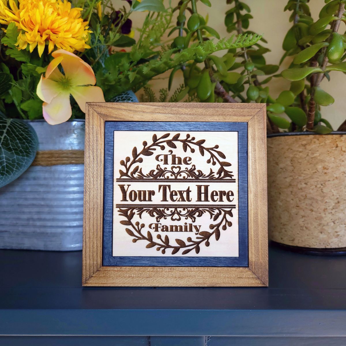 6 Inch Real Wood Frame Home Decor- Customizable Family Name Frame ...