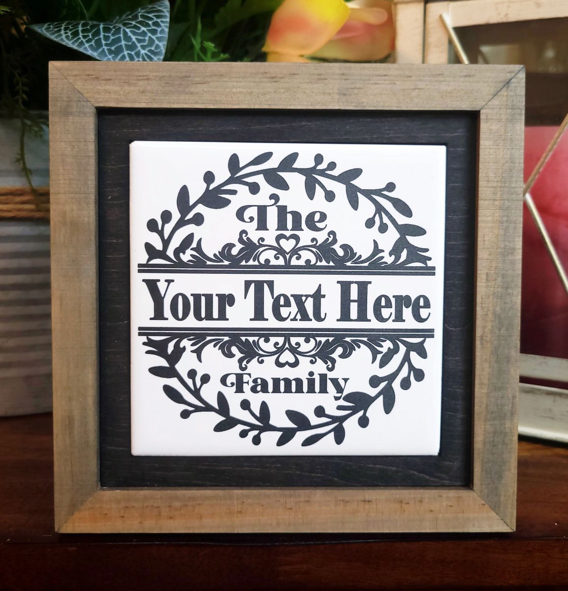 6 Inch Real Wood Frame Customizable Family Name Frame Display Gift Idea ...