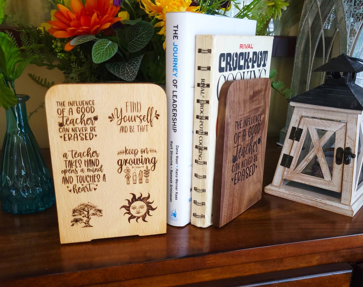 Custom Laser Engraved Wooden Bookends – Personalized Wooden Book End ...