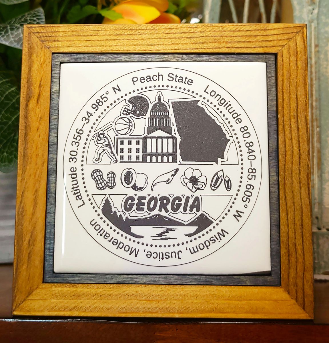 6 Inch Rustic Wooden Frame Home Decor/Office Decor Display: U.S. States ...