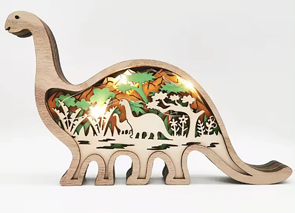 Wooden 3D LED M Dinosaur (Tropical Forest) LED Night Light for Home ...