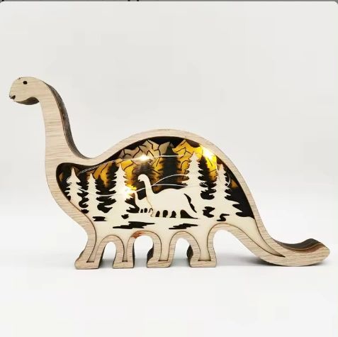 Wooden Home Decor LED 3D Dinasaur (Mountains & Forest Decor) LED Night ...